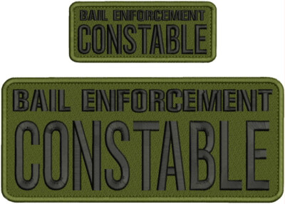 B E CONSTABLE EMBROIDERY PATCH 4X10 & 2X5 HOOK ON BACK BLACK ON OD ...