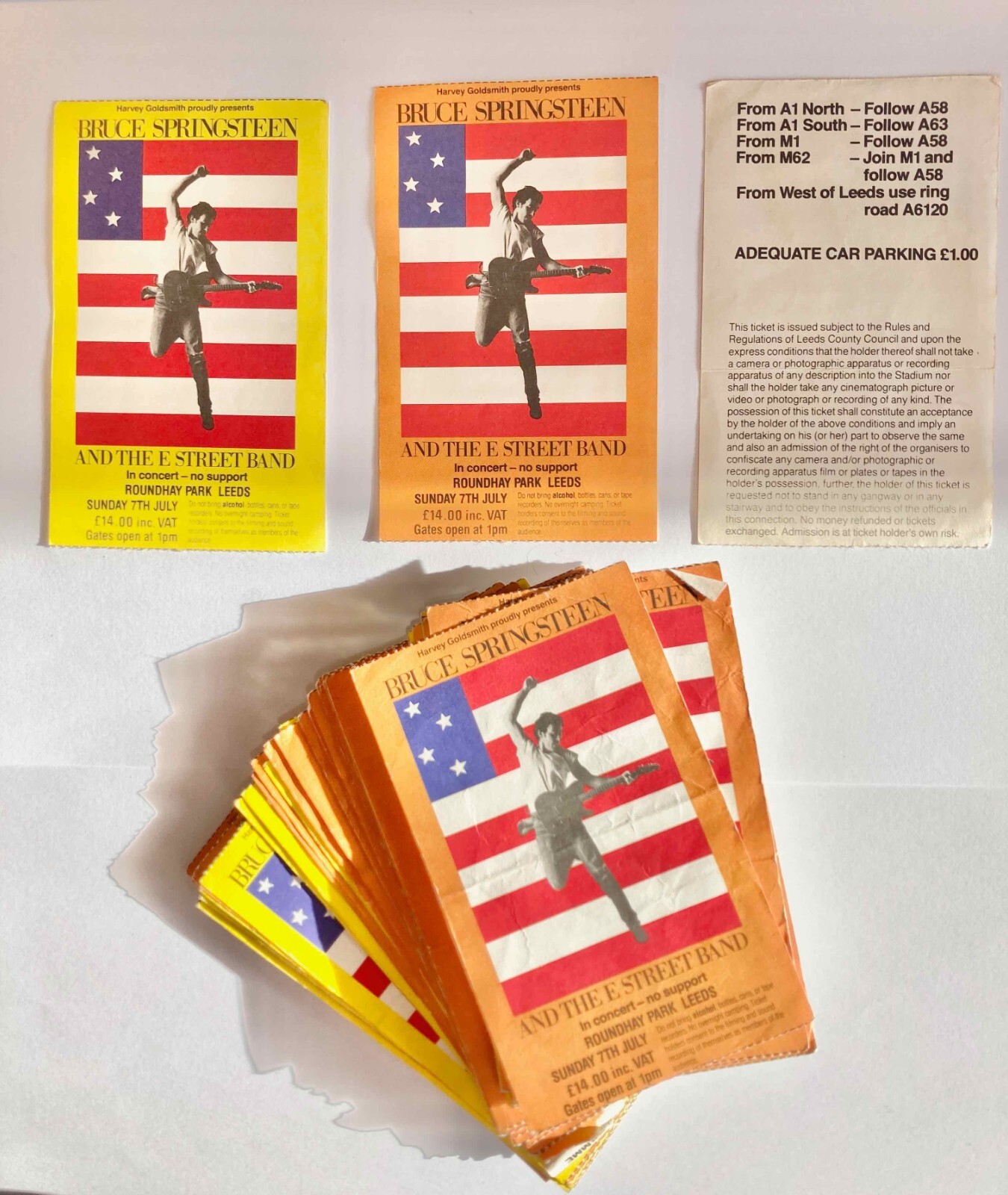 Bruce Springsteen - historic concert ticket, Roundhay Park, Leeds, 07 ...