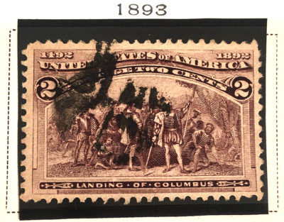 FIRST EDITION 1893 2 Cent Landing of Columbus Stamp Vintage US Postage ...