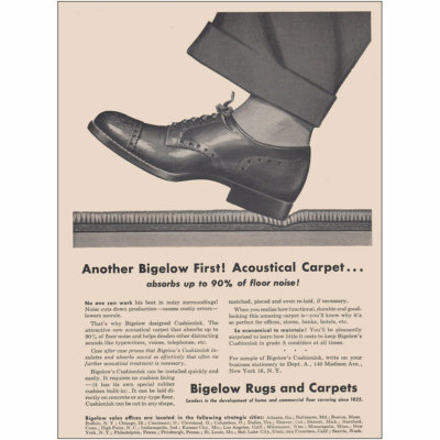 1952 Bigelow Rugs: Acoustical Carpet Vintage Print Ad | eBay