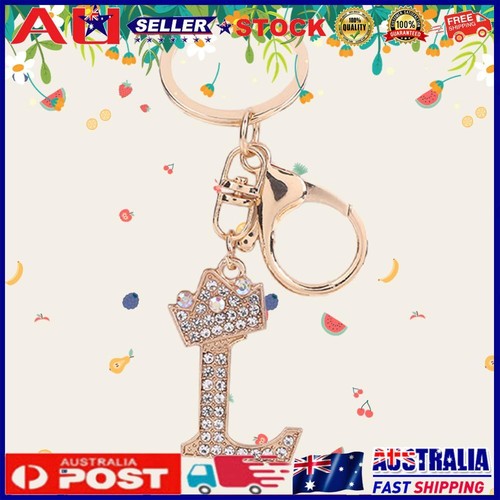 Rhinestone Studded Alphabet L Keychain with Crown for Gifts Purse ...
