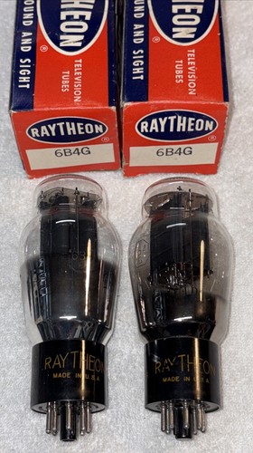 Matched Pair Raytheon 6B4G Vacuum Tubes Dual Flat Plate Amplitrex ...