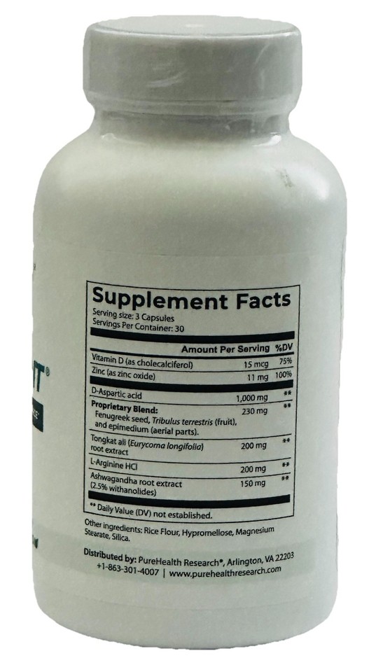 PureHealth Research Exuberant Supplement Men Energy Stamina Performance ...