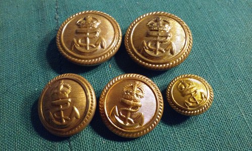 Lot 5 Vintage British ROYAL NAVY Brass Military Buttons Coat & Cuff ...