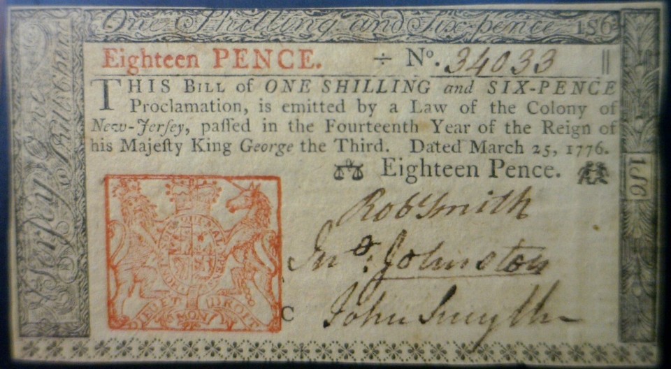 1776 PCGS MS63 Colonial 18 Pence US Note NICE CH CU New Jersey Currency ...