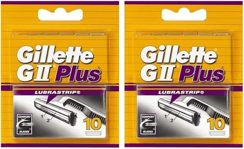 Pack 20 Lames GILLETTE GII Plus Lubrastrip Recharges Rasoir Contour Lot ...