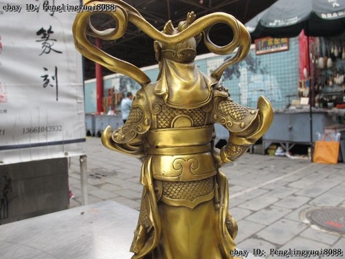 10" Chinese Copper Brass Wei Tuo Veda Warrior Door-God Guardian God ...