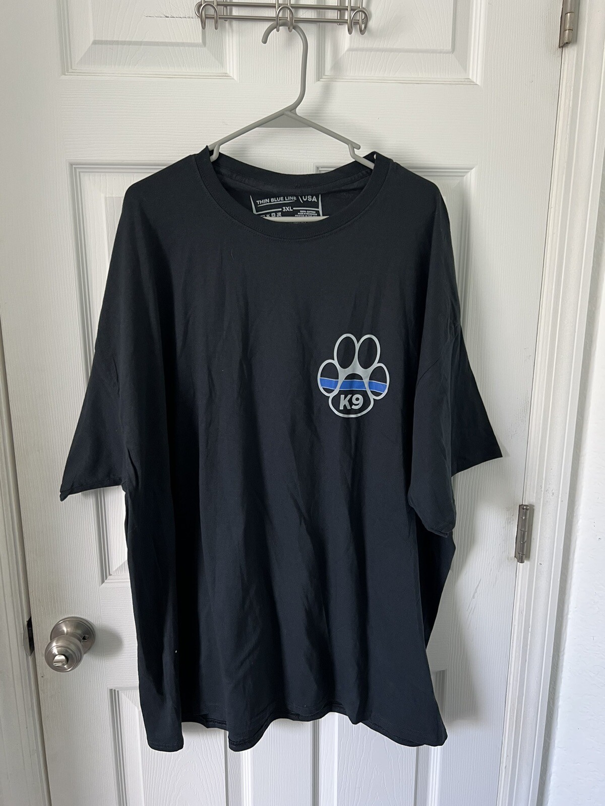 Thin Blue Line K9 Paw Print Law Enforcement Police T-… - Gem