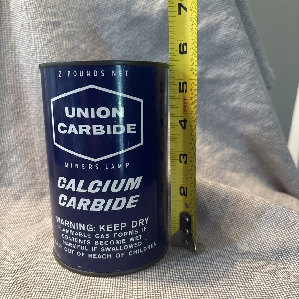 Vintage Miners Lamp Calcium Carbide 2lb. Empty Tin Can Union Carbide ...