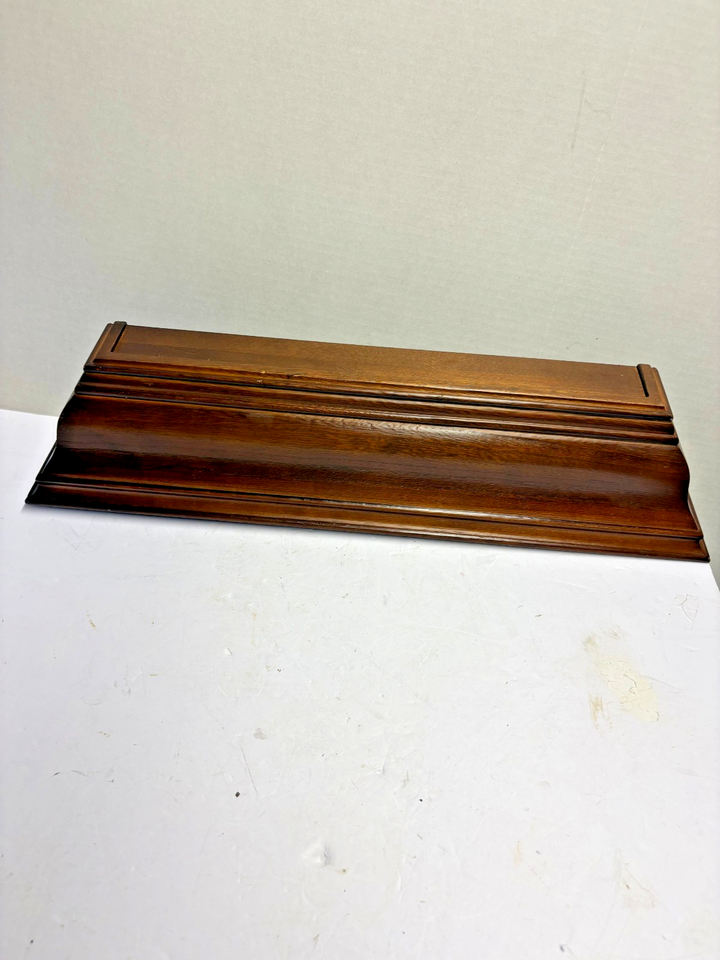 Vtg Dark Stained Wood Decorative Wall Shelf with Plate Groove 23" Long ...