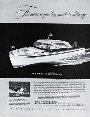 1946 WHEELER SHIPBUILDING CRUISER SPORT FISHING MARINE WHITESTONE AD ...