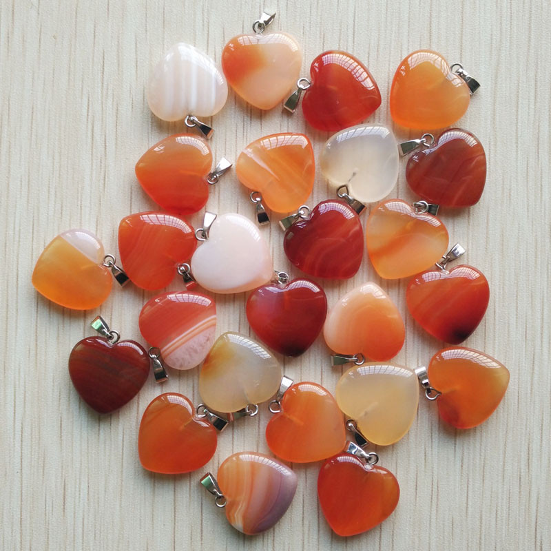 Free Natural red Agate Stone Heart shape Pendants Charms 50pcs/lot ...