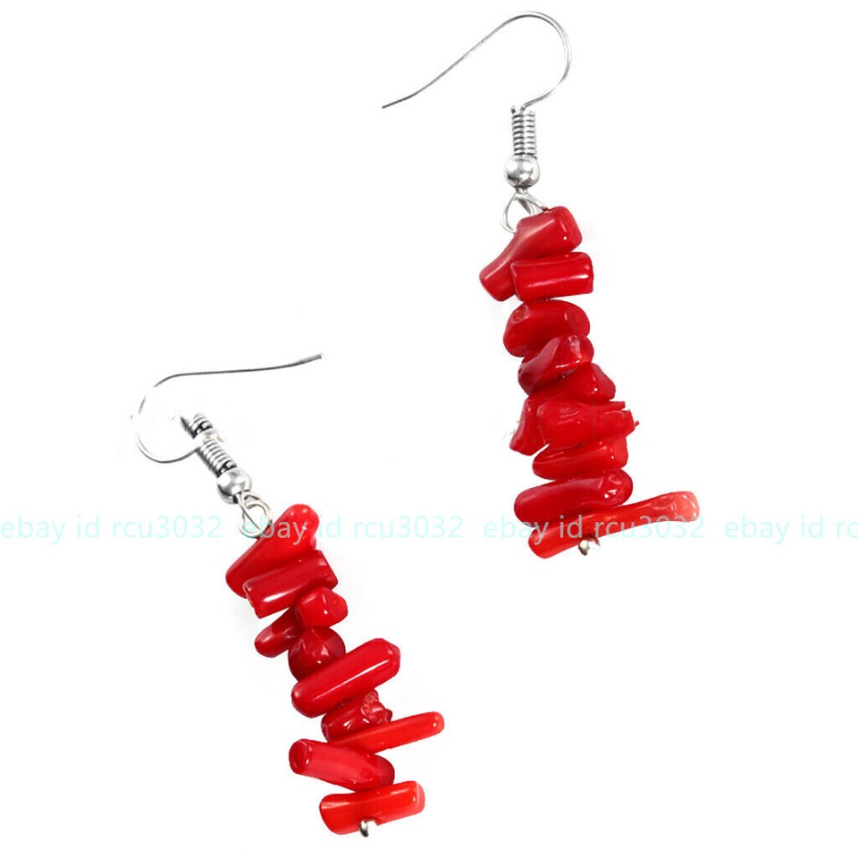 3x10mm Natural Red Coral Chip Gems Beads Necklace Bracelet Earrings ...