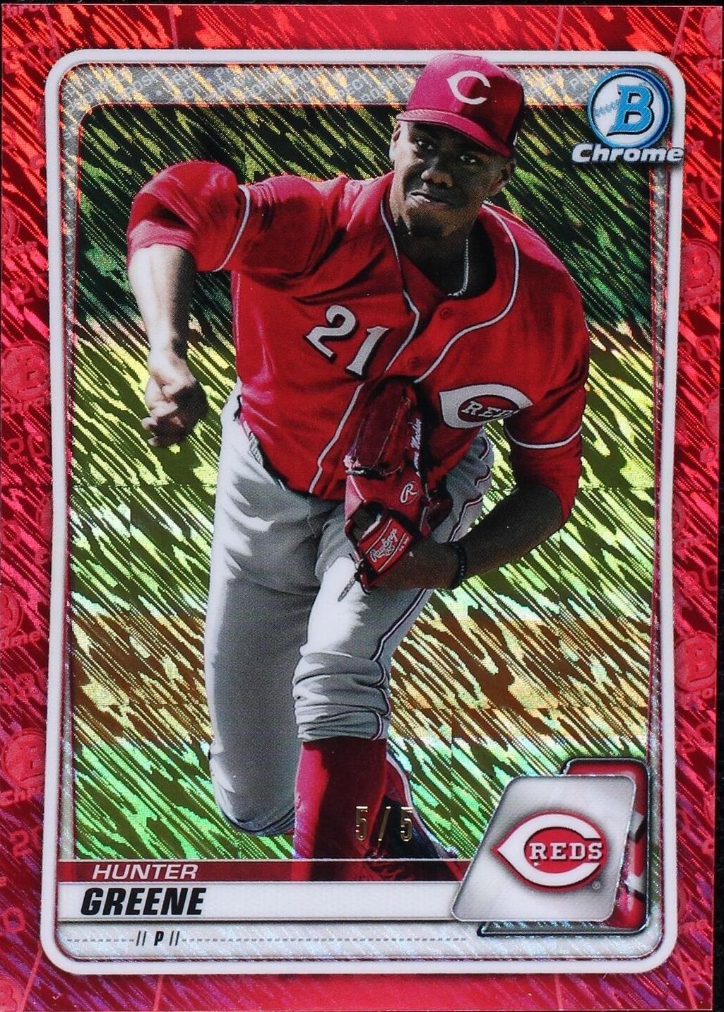 2020 Bowman - Chrome Prospects Hunter Greene #BCP-47 Red Shimmer ...