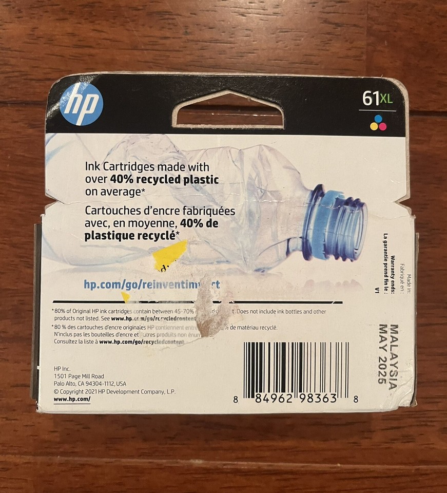 NEW Genuine HP 61XL Tri-Color Ink Cartridge CH564WN OEM Sealed Exp 5/ ...