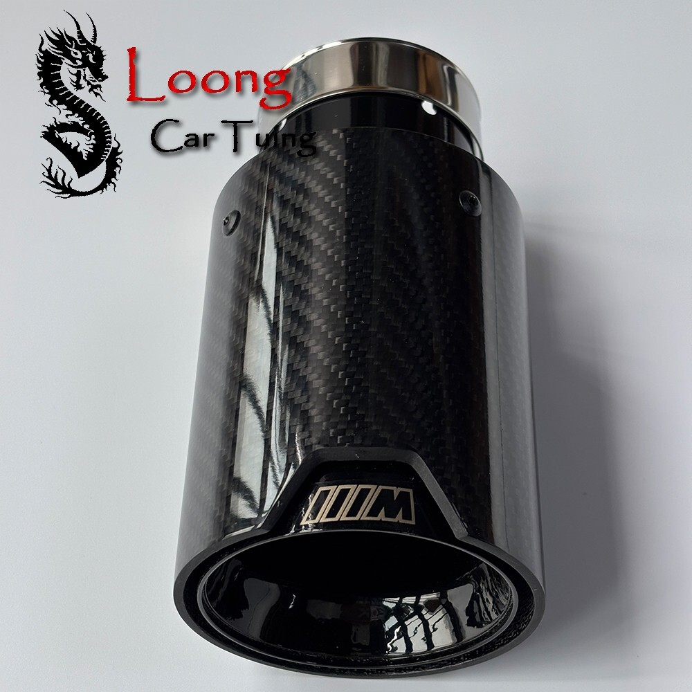 1* Glossy Real Carbon Fiber Exhaust Tip Black Tailpipe For BMW M ...