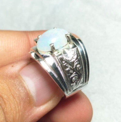 Natural White Opal Stone Ring Beautiful Design Ring With White Opal ...