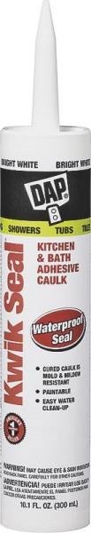 NEW FRESH CASE (12) DAP 18032 10OZ WHITE KWIK SEAL BATH TUB TILE CAULK ...