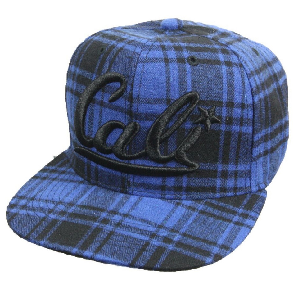Baseball Cap CALI Sun Hat CA Check Snapback Flat Bill Hip Hop ...