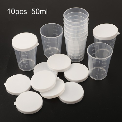 10pcs 50ml Transparent Medicine Measuring Cup With White Lids Cap ...