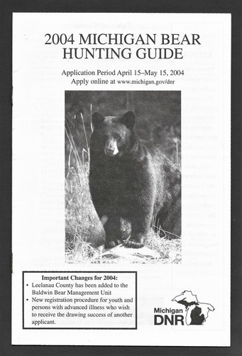 2004 Michigan Bear Hunting Guide from Department of Resources - DNR | eBay