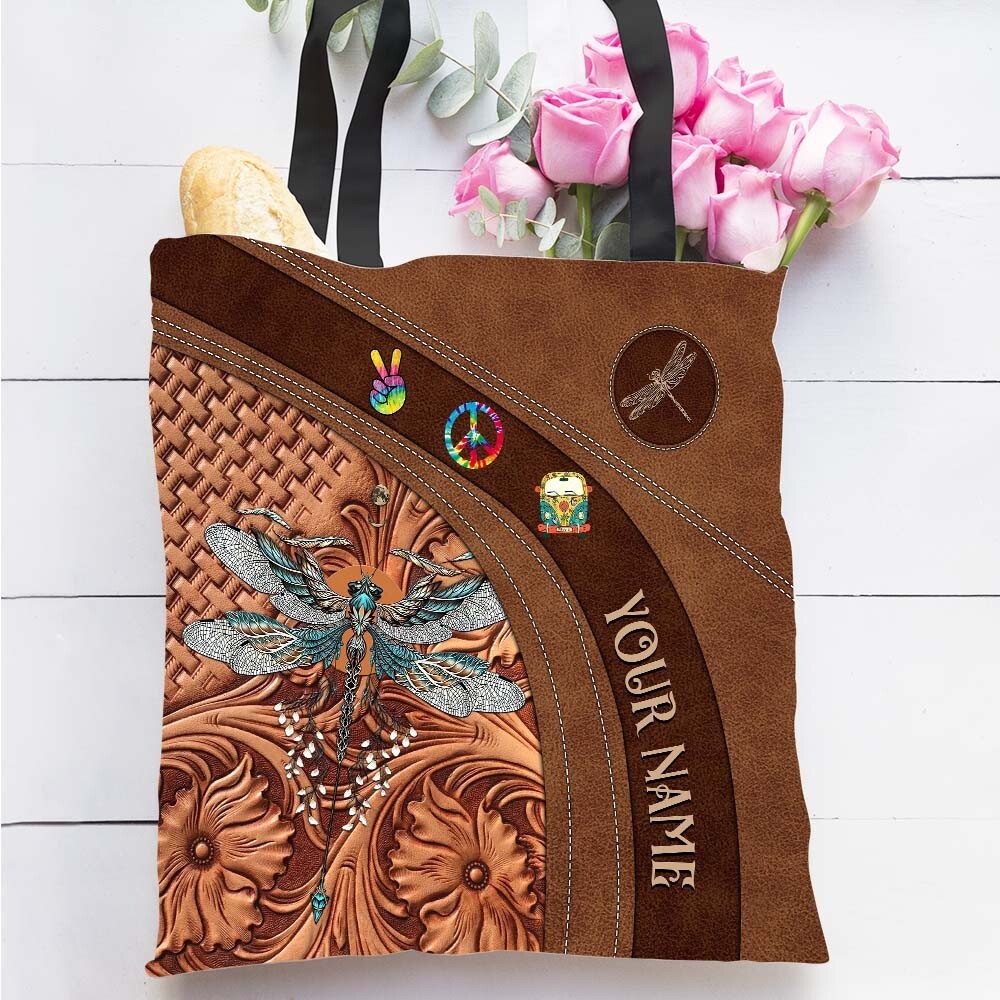 Personalized Dragonfly Hippie Tote Bag, Unique Dragon Lovers Handbag ...