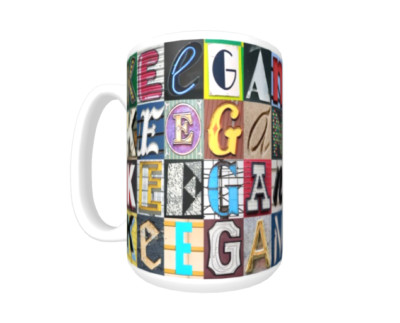 KEEGAN Coffee Mug / Cup featuring the name in photos of sign letters | eBay