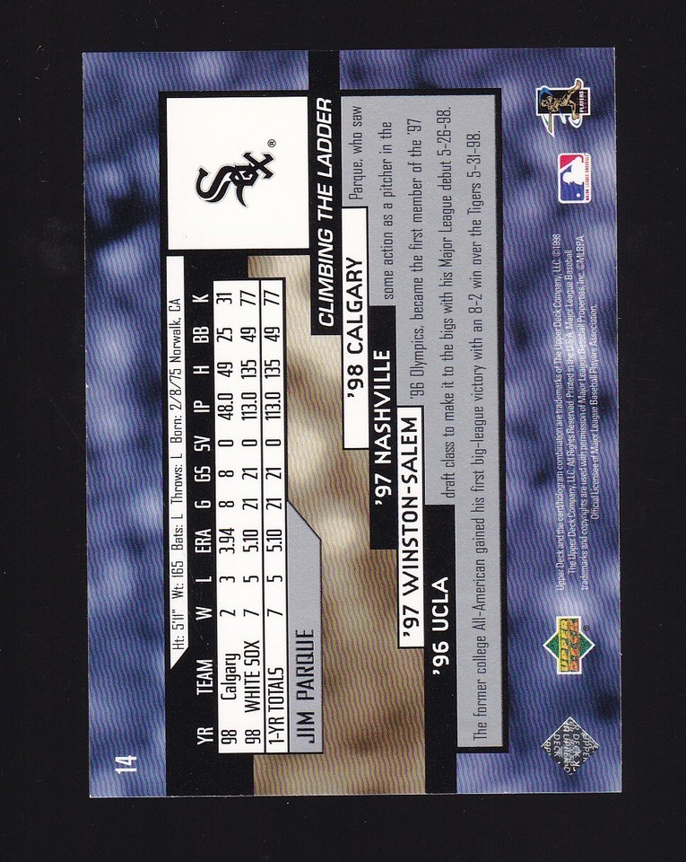 1999 Upper Deck Jim Parque Star Rookie #14 Chicago White Sox | eBay
