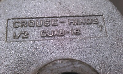 CROUSE HINDS; GUAB-16; 1/2"; EXPLOSION PROOF ELECTRICAL JUNCTION BOX ...