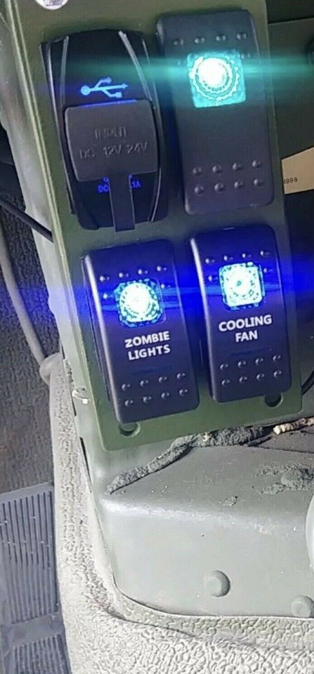 LIGHTED MILITARY HUMVEE 4-GANG TAN ROCKER SWITCH PANEL WITH 24V ...