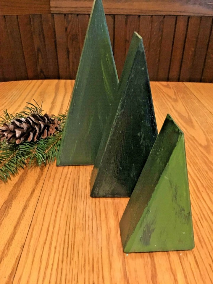 Wooden Evergreen Tree Trio Set of (3) Winter/Holiday Decorations | eBay
