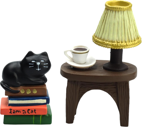 New - Mini Cat on Books Figurine, Resin Cat Decoration | eBay