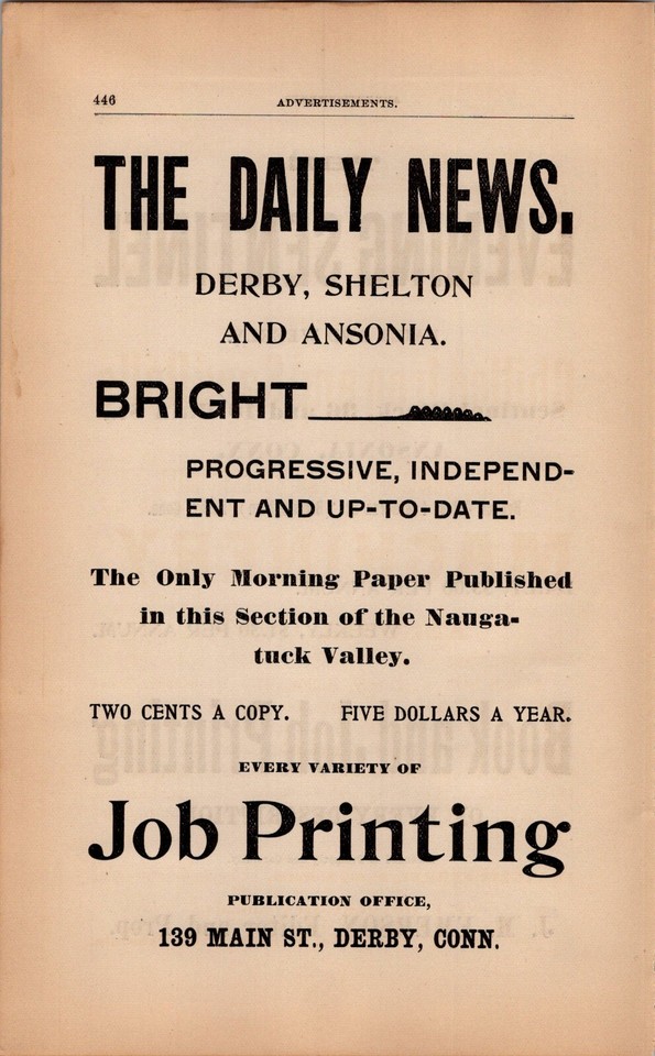 1900 The Evening Sentinel Daily Weekly Paper Book & Job Printing ...