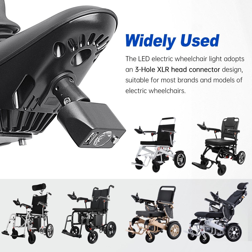 Electric Wheelchair Light 3 Pin XLR Head USB Charging Adjustable Angle ...