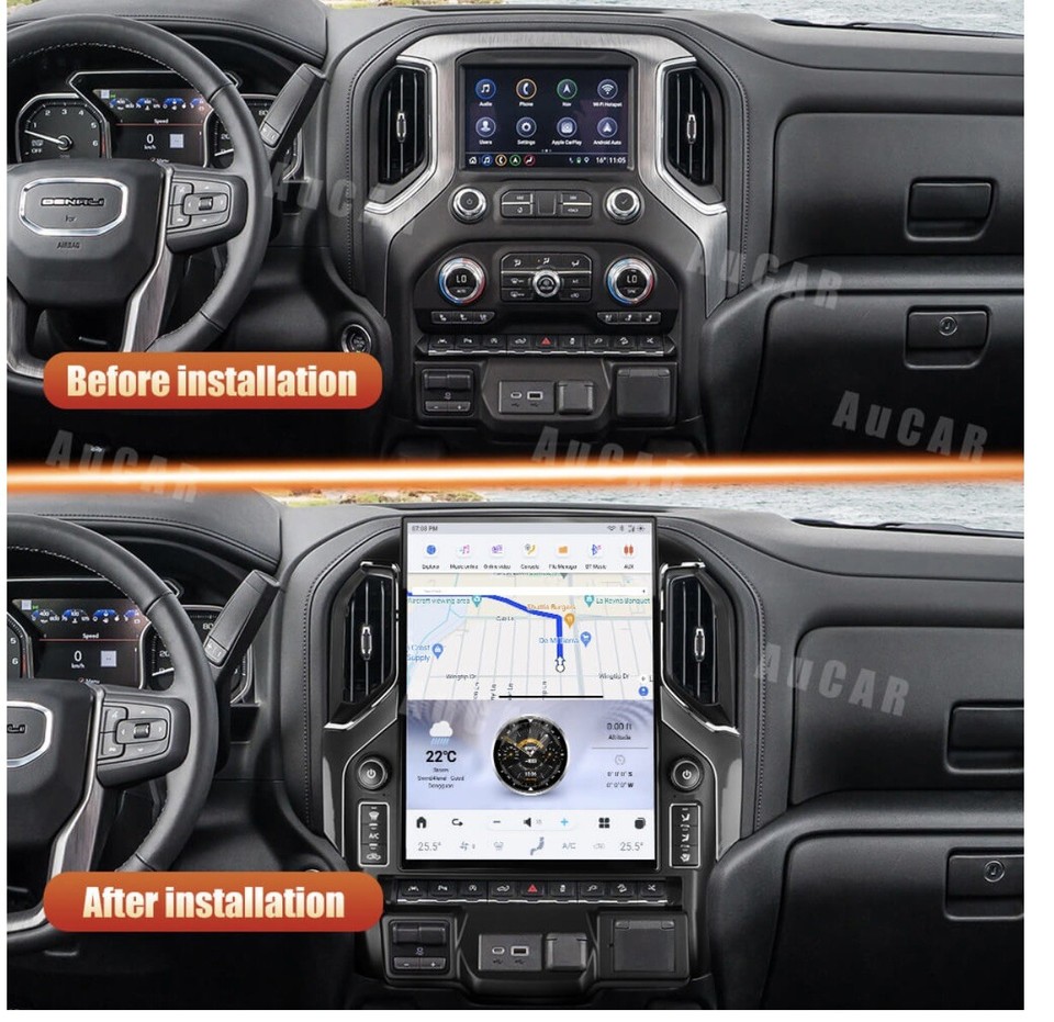 2019-2022 Silverado Sierra Tesla Vertical Screen 15.6 CarPlay Radio ...