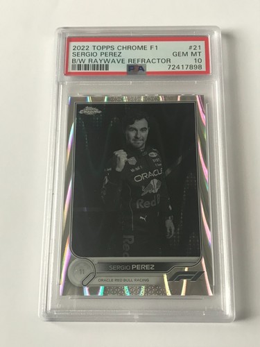 Sergio Perez 2022 Topps Chrome #21 Black White Raywave Refractor PSA 10 ...