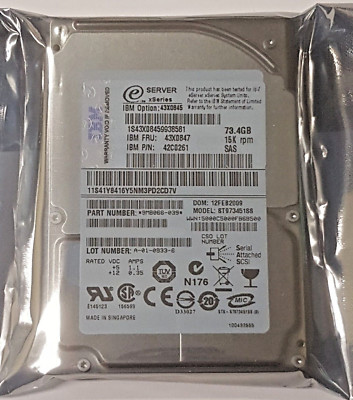 73.4 GB SAS IBM Xseries 43X0845 15000 RPM 16MB HDD 2.5" Internal Hard ...