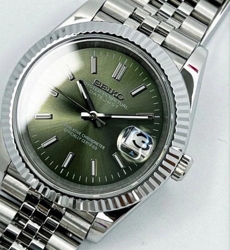 NH35 Custom Watch mod “Seikjust” 41mm Olive Green Dial | eBay Australia