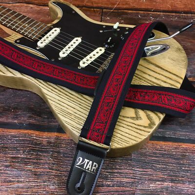 Irish Celtic Black and Red Vegan Guitar Strap by VTAR | eBay UK