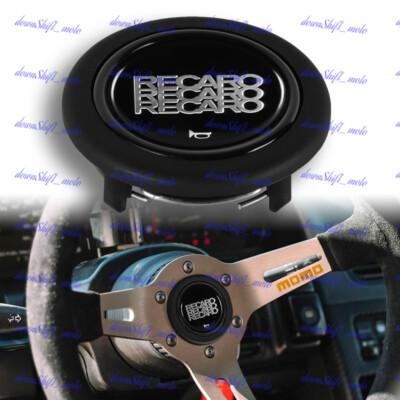 Silver /BK Horn Button JDM RECARO Racing Fits MOMO NRG RAID Steering ...
