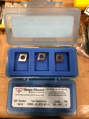SHAPE-MASTER CBN INDEXABLE INSERTS CCMW 32.52 TH MT L SM860 QTY 3 DIAMOND TIP | eBay