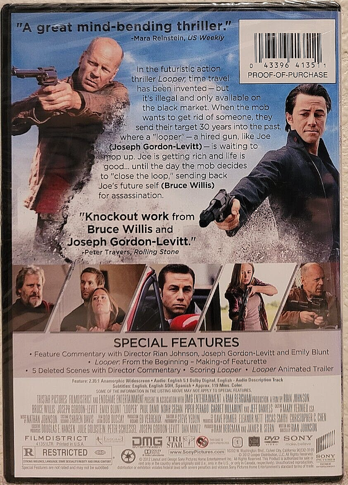 Looper (DVD, 2012) Bruce Willis, Joseph Gordon-Levitt - Brand New ...