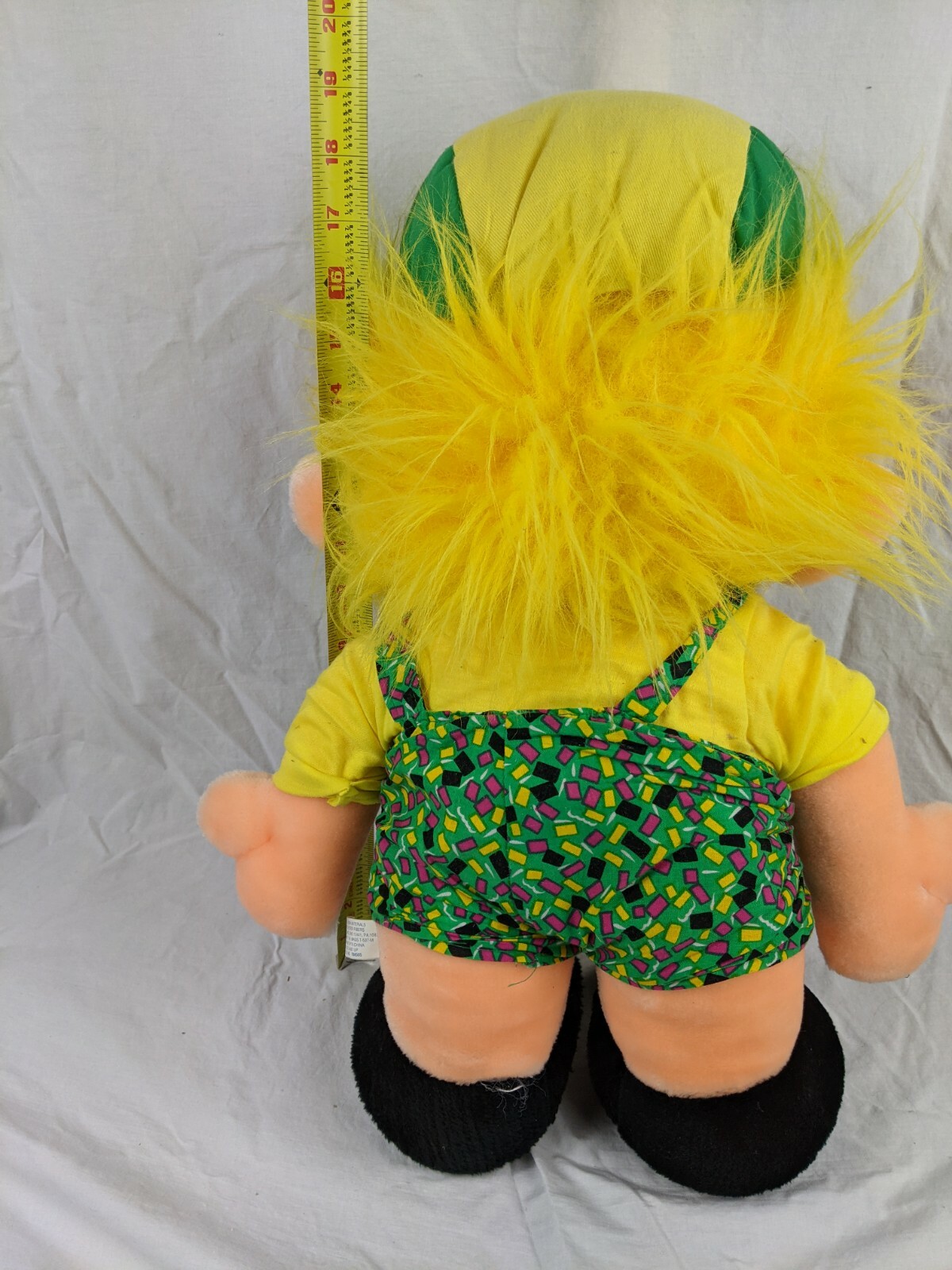 Vintage 18" Trolio Troll Plush Doll Bright Yellow Hair With Green ...