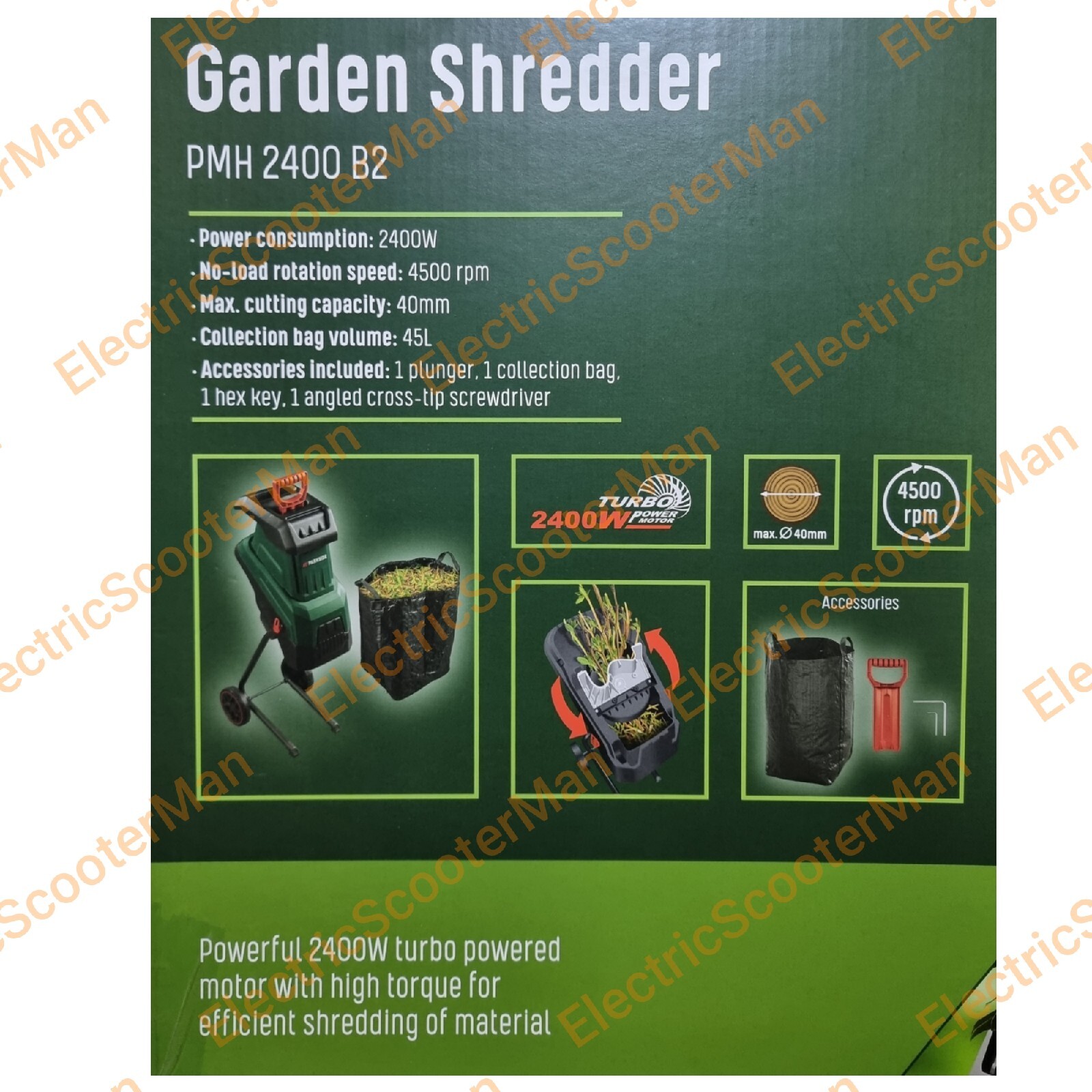 Parkside 2400W Garden Shredder With 45L Collection Bag | eBay UK