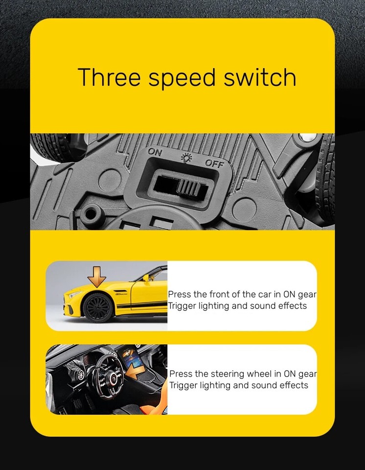 1:22 Benz SL63 Supercar Diecast Car Model Simulation Sound & Light Kids ...