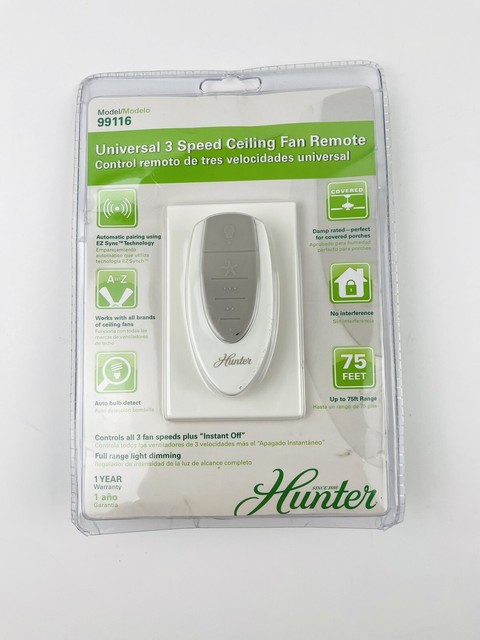 Hunter 99116 Universal 3 Speed Ceiling Fan Remote Control for sale ...