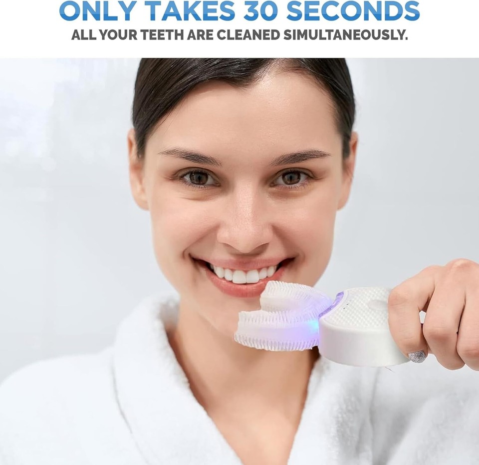 Sani White Ultrasonic Toothbrush, Ortho Sparkle Sonic Glow Brush, 360 ...