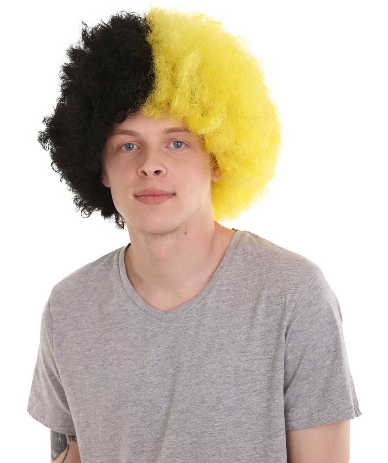 Adult Borussia Dortmund Football Club Yellow Black Afro Party Costume ...