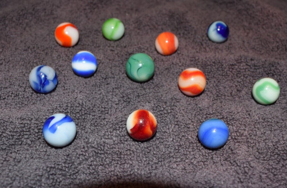 Vintage Mixed American Toy Marbles lot of 12 Marbles Size Approx .625 ...