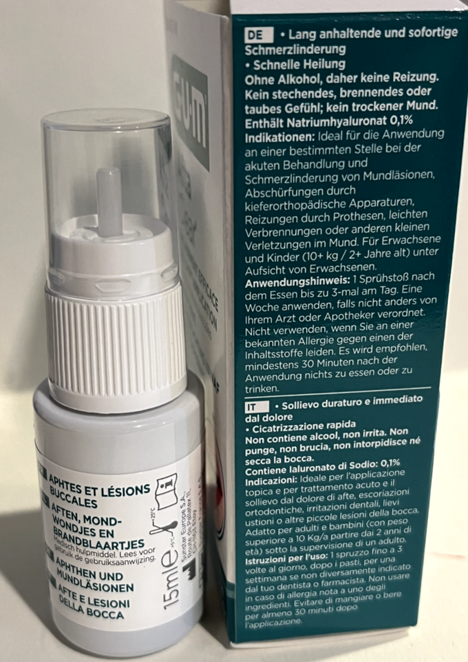 Sunstar GUM AftaClear Clear SPRAY Oral Sore Mouth Ulcers Lesions Afta ...